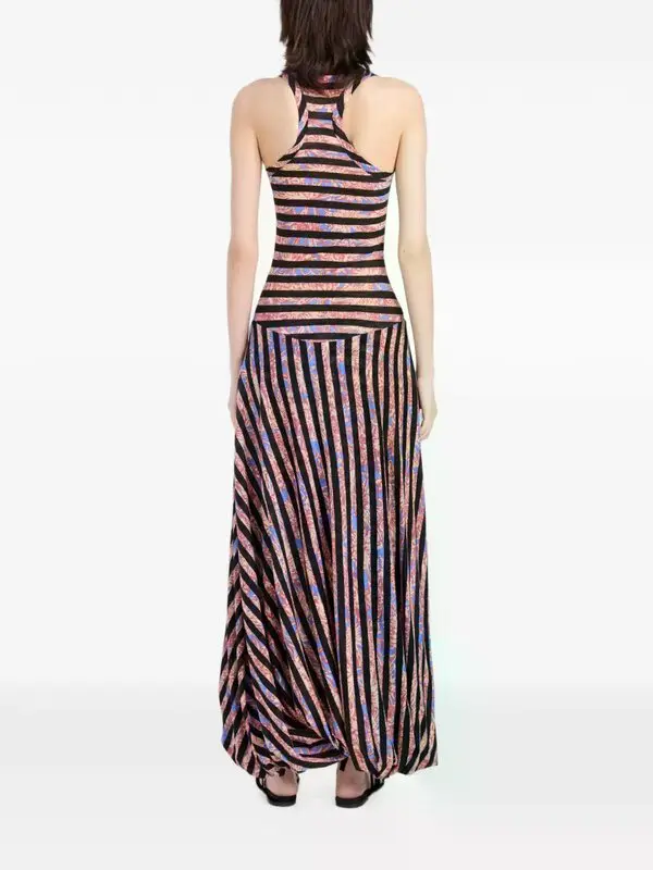 Proenza Schouler Nour Printed Striped Midi Dress - Black