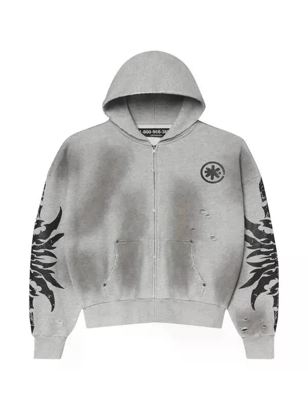LOSTSHDWS Acid Wash Zip Hoodie - Grey