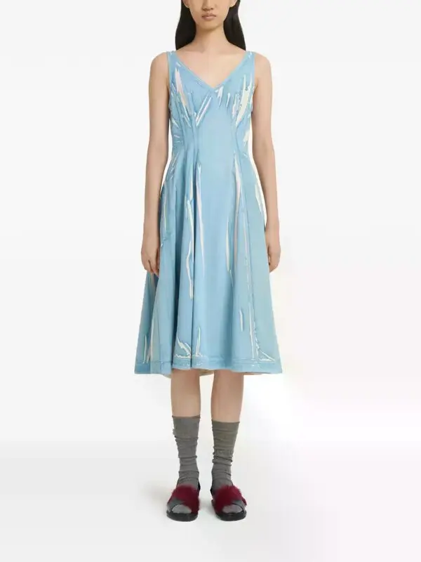 Marni Printed Denim Midi Dress