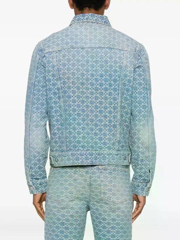 Sandro Square-pattern Denim Jacket