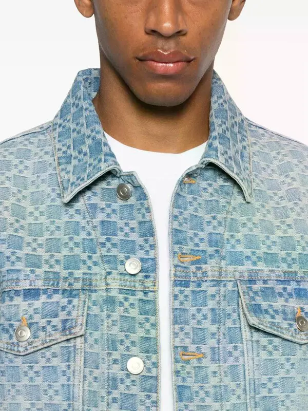 Sandro Square-pattern Denim Jacket