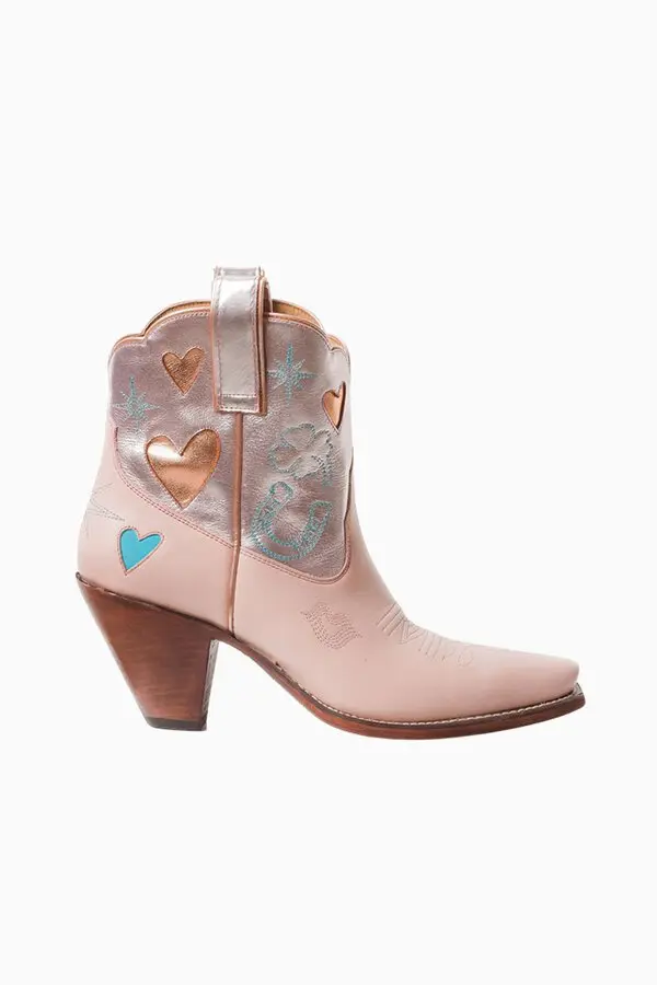 LoveShackFancy Besita The Lucky Booties - Peach Whip Metallic Rose Gold