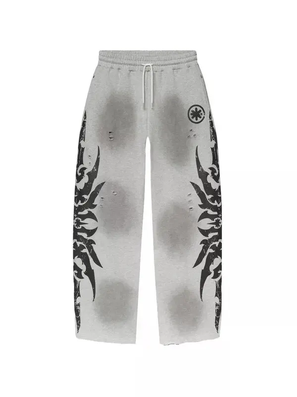LOSTSHDWS Acid-wash Graphic-print Track Pants - Grey