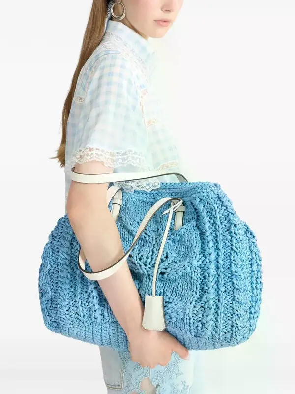Ermanno Scervino Raffia Shopper Tote Bag - Blue