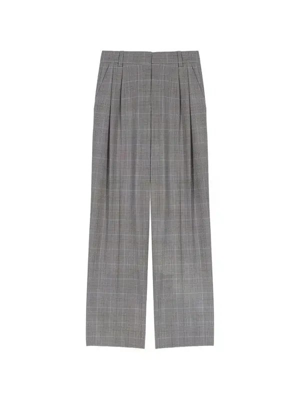 Maje Checked-pattern Trousers - Grey