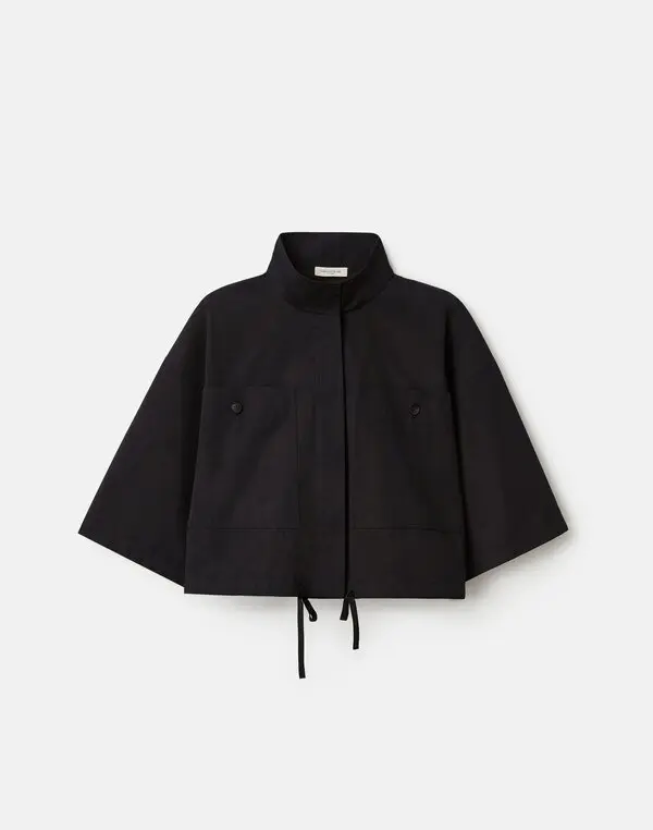 Lafayette 148 New York Organic Cotton Poplin Oversized Shirt Jacket - Black