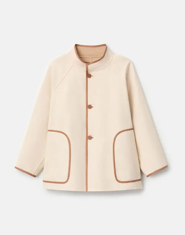 Lafayette 148 New York Cotton Double Face Reversible Oversized Car Coat - Birch/raffia
