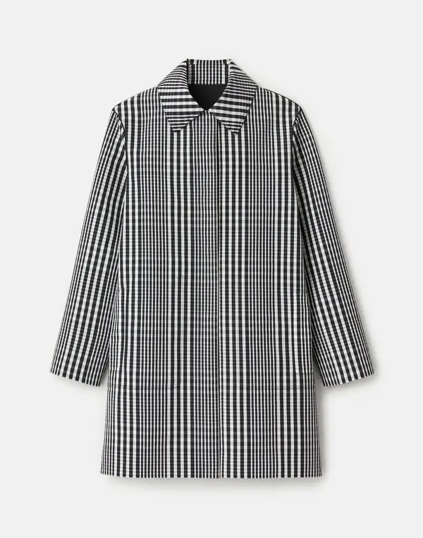 Lafayette 148 New York Plaid Cotton Reversible Coat - Black Multi