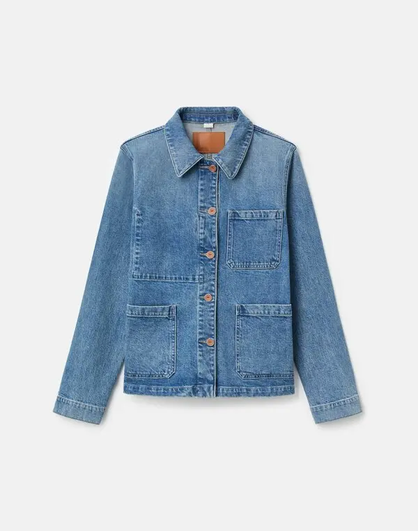 Lafayette 148 New York Denim Patch Pocket Jean Jacket - Faded Skyline
