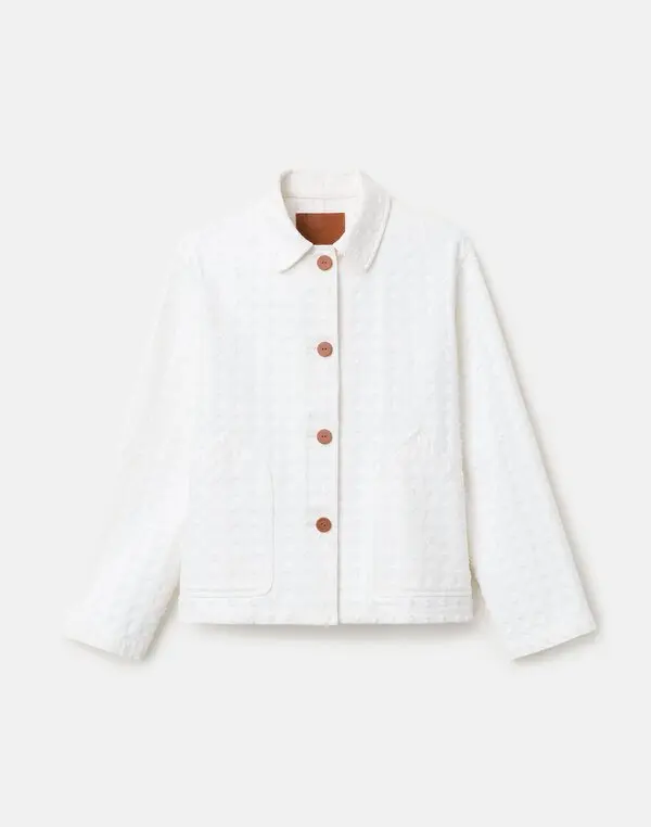 Lafayette 148 New York Denim Finged A Line Jacket - Washed Plaster