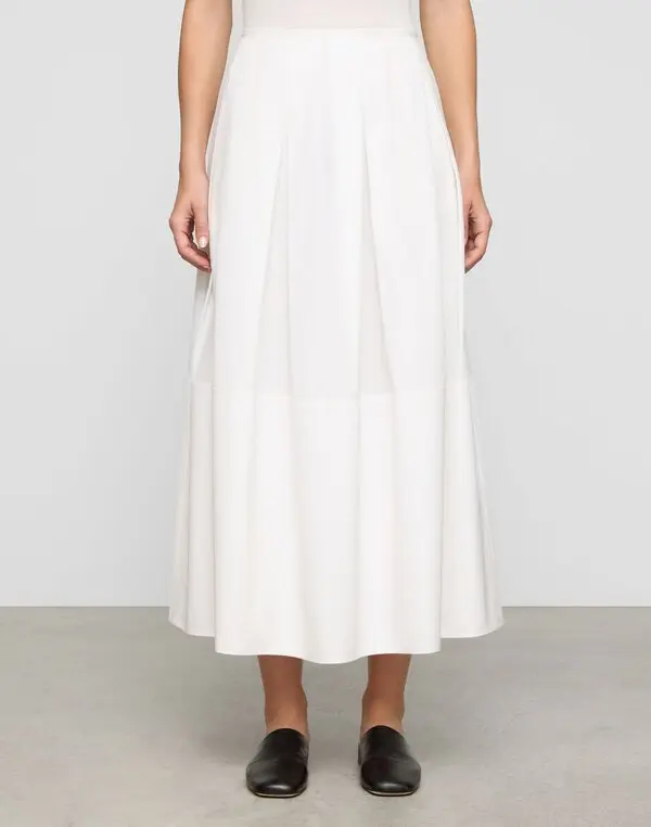 Lafayette 148 New York Organic Cotton Poplin A-line Midi Skirt