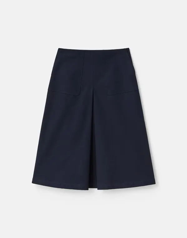 Lafayette 148 New York Cotton Twill Pocket A Line Skirt - Blue Ink