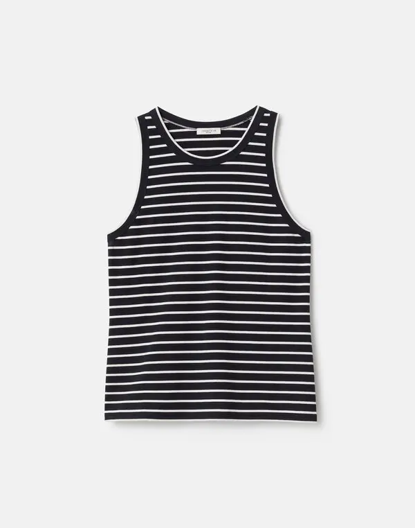 Lafayette 148 New York Stripe Cotton Rib Racerback Tank - Ink Multi