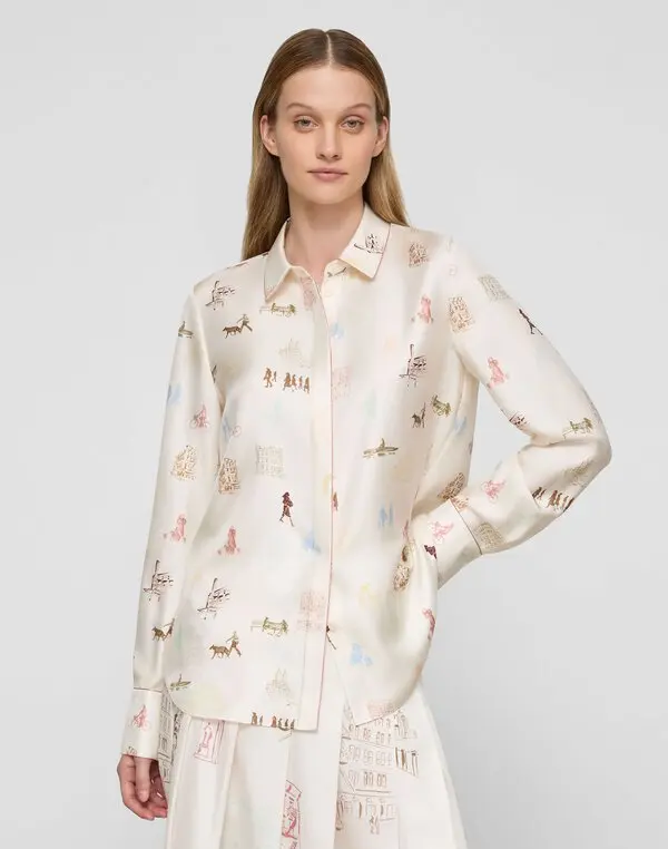 Lafayette 148 New York Printed Silk Blouse