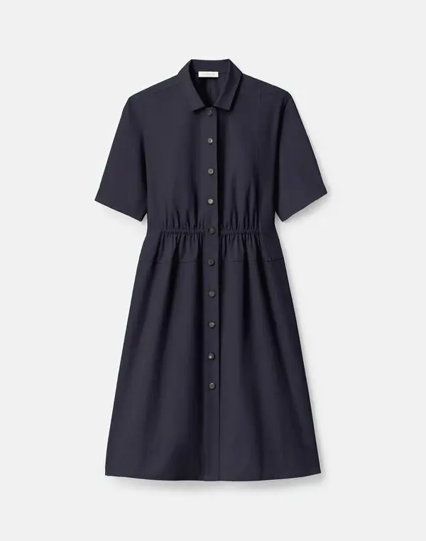 Lafayette 148 New York Organic Cotton A-line Shirtdress - Blue Ink