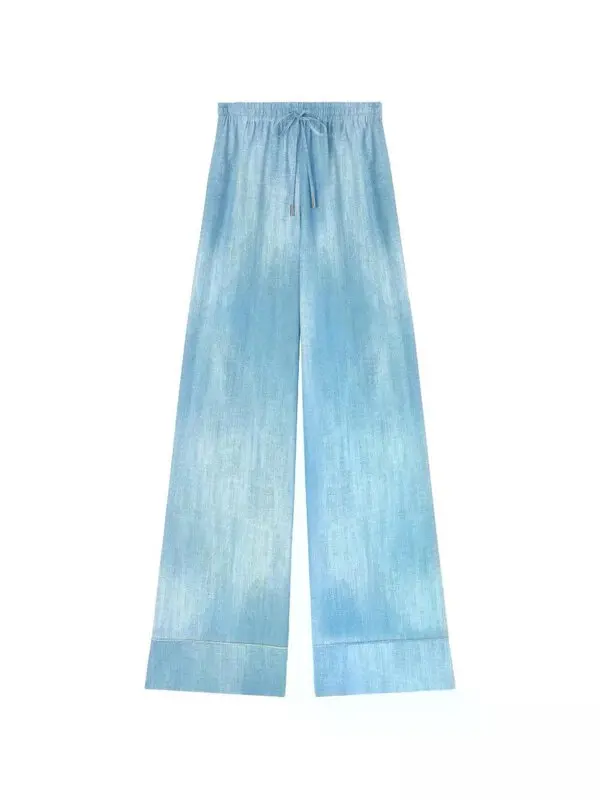 Ermanno Scervino Drawstring Jeans Print Palazzo Pants - Blue