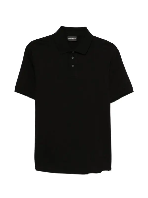 Emporio Armani Logo Cotton Polo Shirt - Black