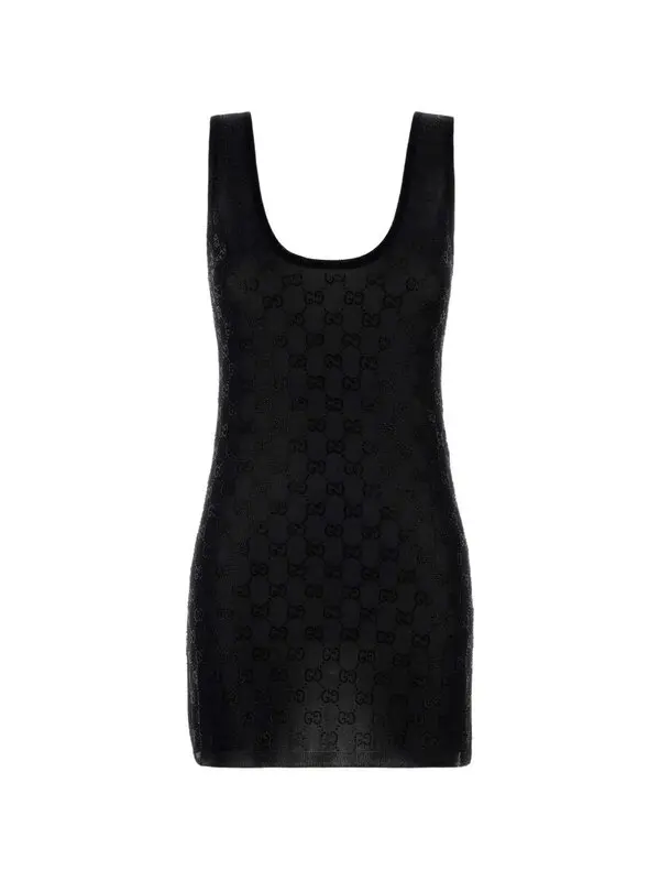 Gucci Gg Crystal Mini Dress - Black