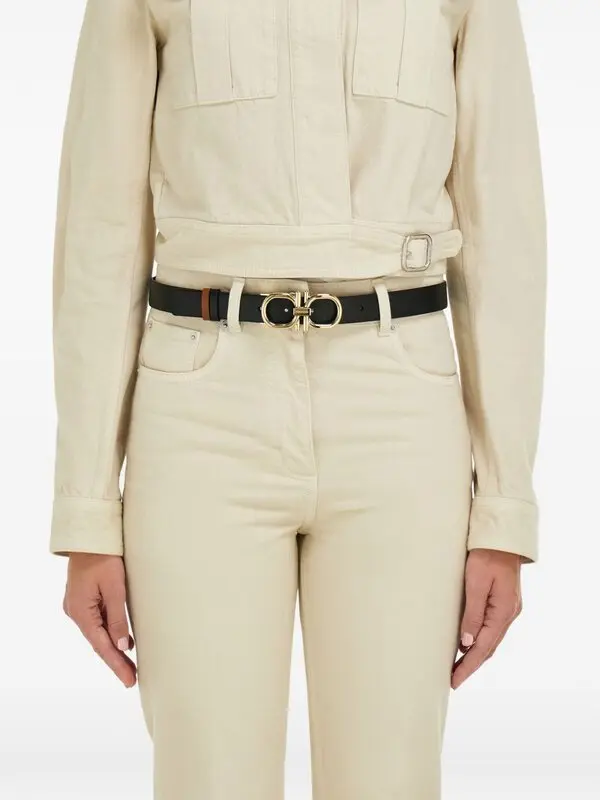 FERRAGAMO Gancini Leather Belt - Black