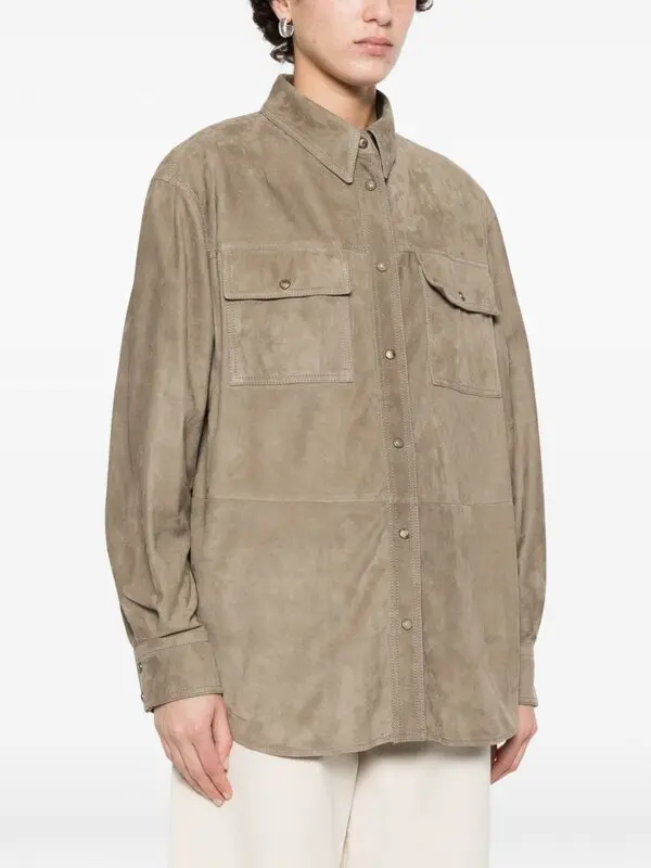 Brunello Cucinelli Leather Shirt - Green