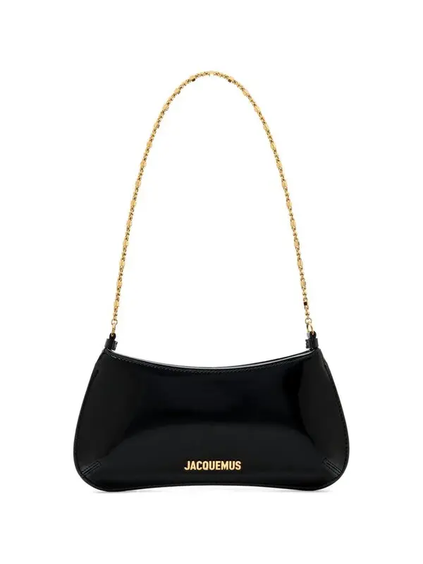 Jacquemus Le Petit Bisou Chaine Leather Shoulder Bag - Black