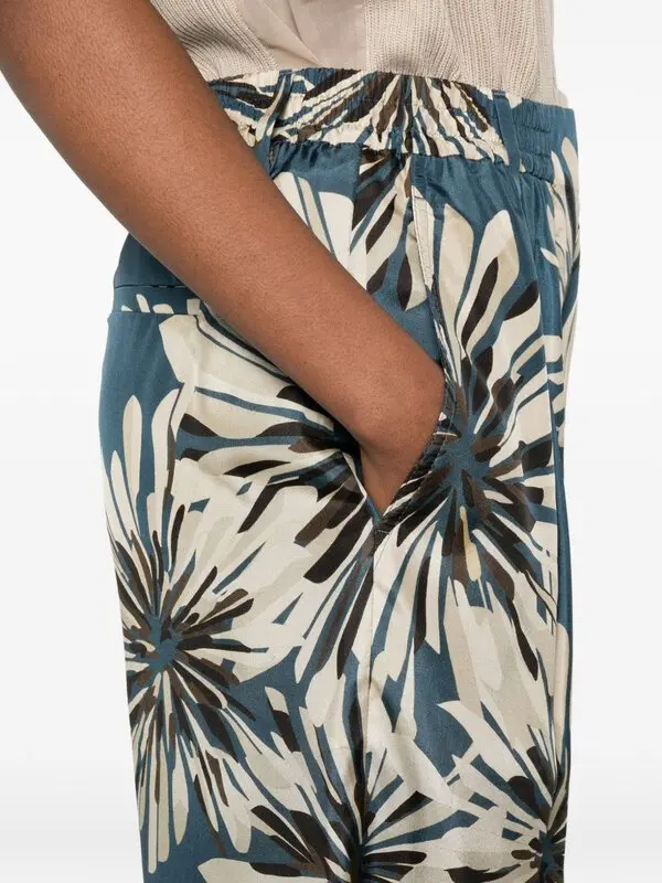 Brunello Cucinelli Printed Silk Trousers - Blue