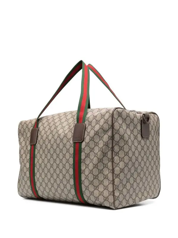 Gucci Duffel Bag With Web Stripe - Brown
