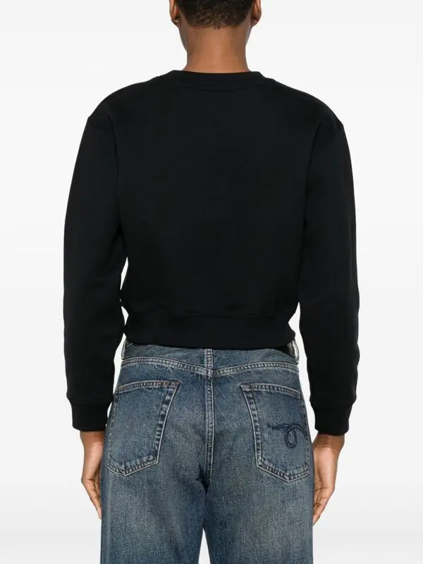 Maison Kitsuné Logo Cotton Cropped Sweatshirt - Black