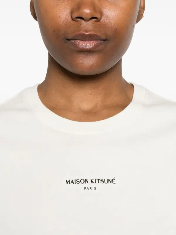 Maison Kitsuné Logo Cotton T-shirt - Beige