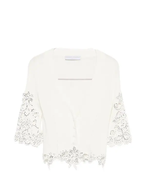 Ermanno Scervino Embroidered Cotton Cardigan - White