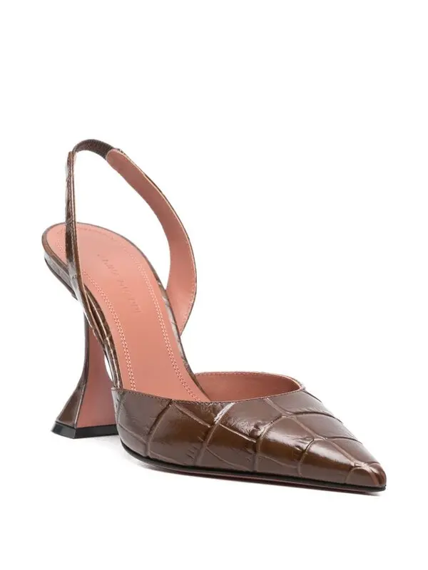 Amina Muaddi Holli Slingback Pumps - Brown