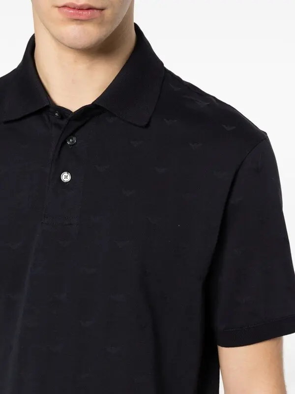 Emporio Armani Logo Cotton Polo Shirt - Blue