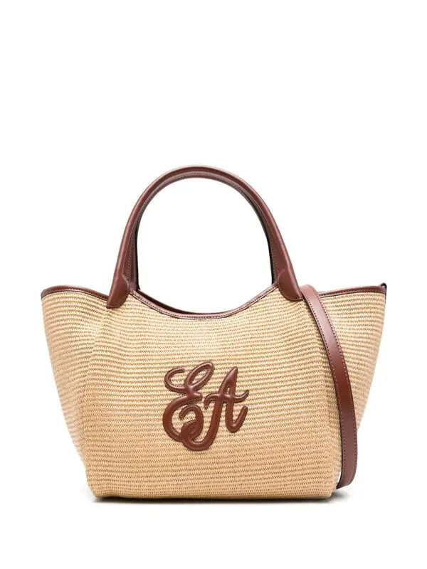 Emporio Armani Straw Medium Tote Bag - Brown