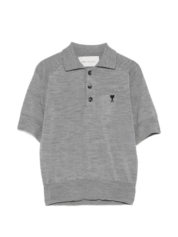 Ami De Coeur Wool Polo Shirt - Grey