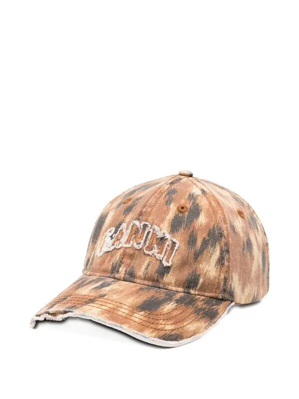 GANNI Printed Baseball Cap - Brown