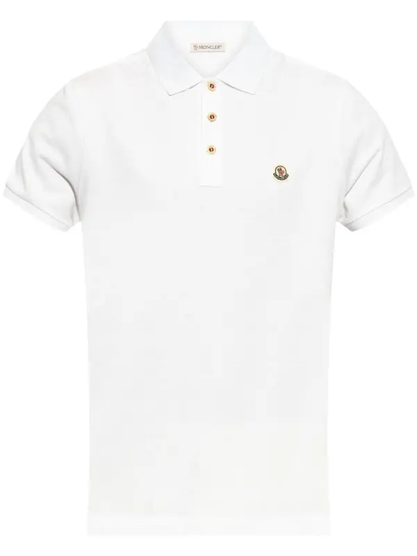 Moncler Logo Cotton Polo Shirt - White