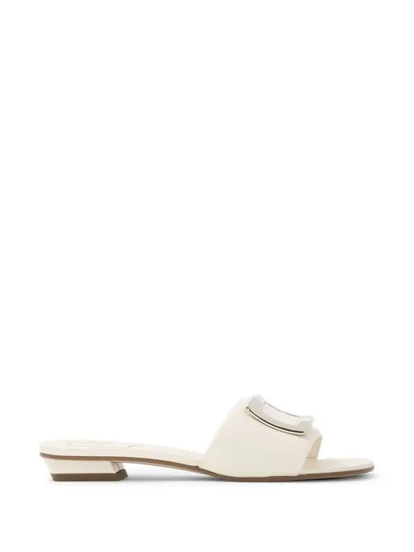 ROGER VIVIER Leather Flat Sandals - White