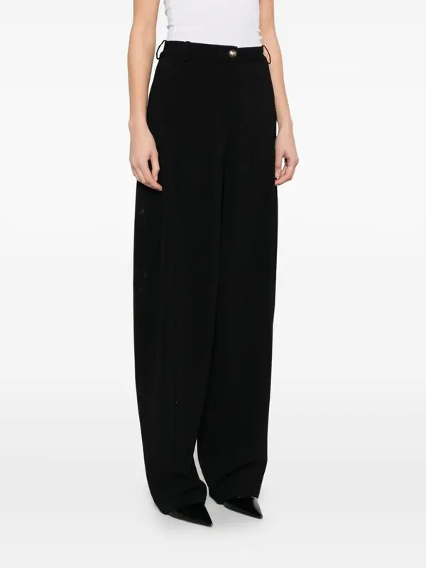 Elisabetta Franchi Wide-leg High-waisted Trousers - Black