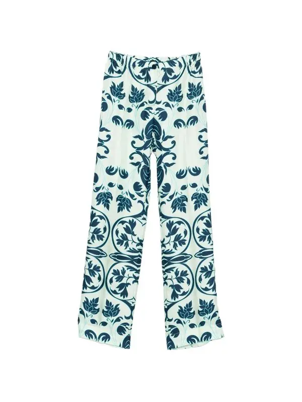 F.R.S FOR RESTLESS SLEEPERS Printed Silk Trousers - Blue