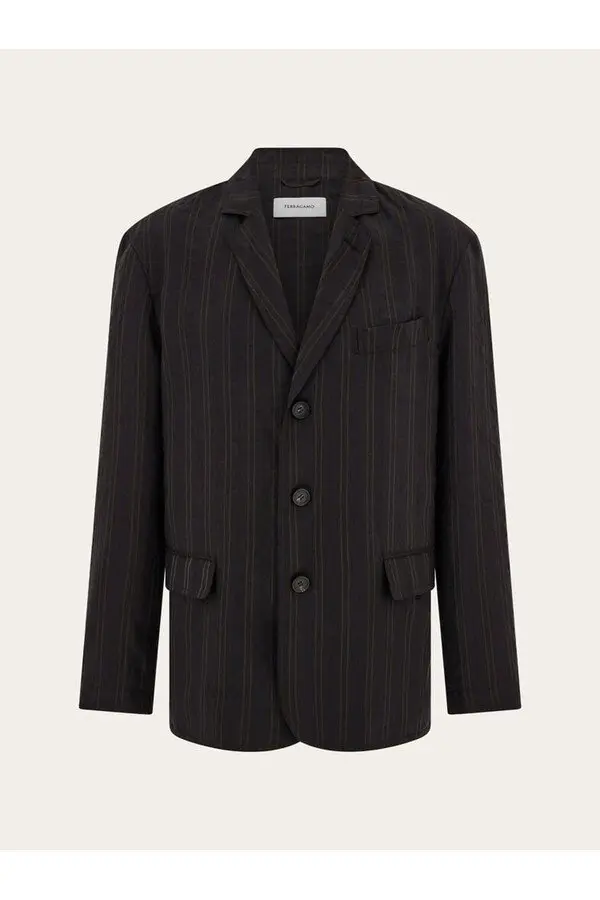 FERRAGAMO Single Breasted Blazer - Natural
