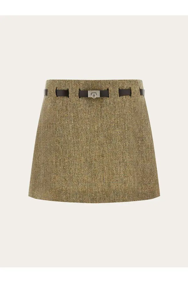 FERRAGAMO Mini Skirt With Gancini Belt - Multicolor