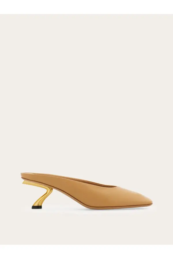 FERRAGAMO S-shaped Heel Mule - Red