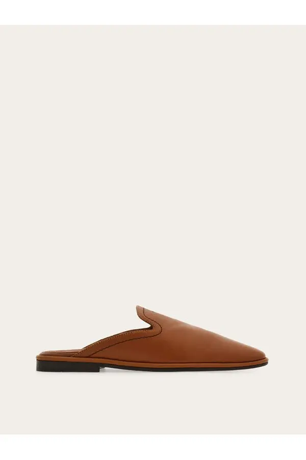 FERRAGAMO Leather Mule - Gold