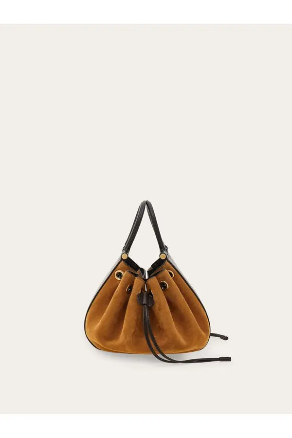 FERRAGAMO Gancini Embossed Bucket Bag - Brown