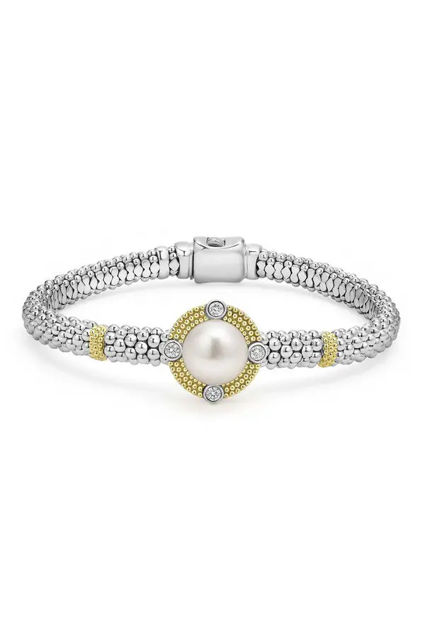 Lagos Luna Pearl Diamond Caviar Bracelet | 6mm - Gold