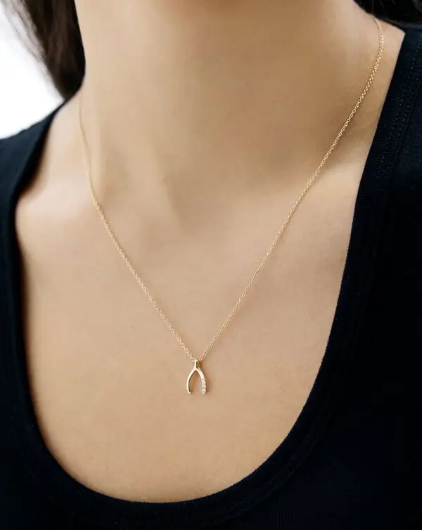 Ring Concierge Wishbone Diamond Pendant Necklace