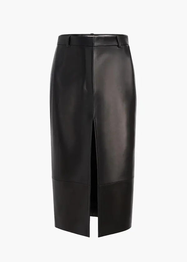 Khaite Leather Anden Skirt - Black