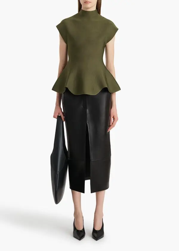 Khaite Leather Anden Skirt - Black