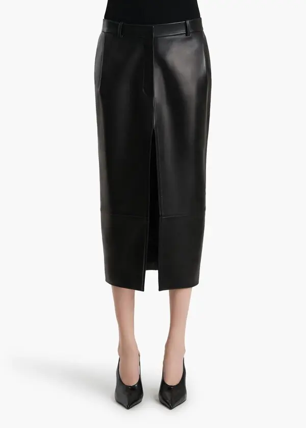 Khaite Leather Anden Skirt - Black
