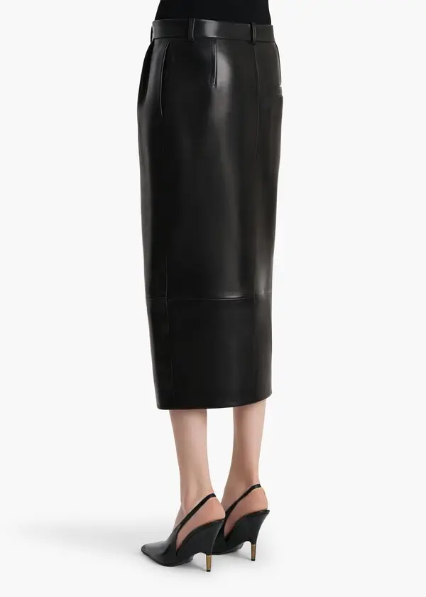 Khaite Leather Anden Skirt - Black